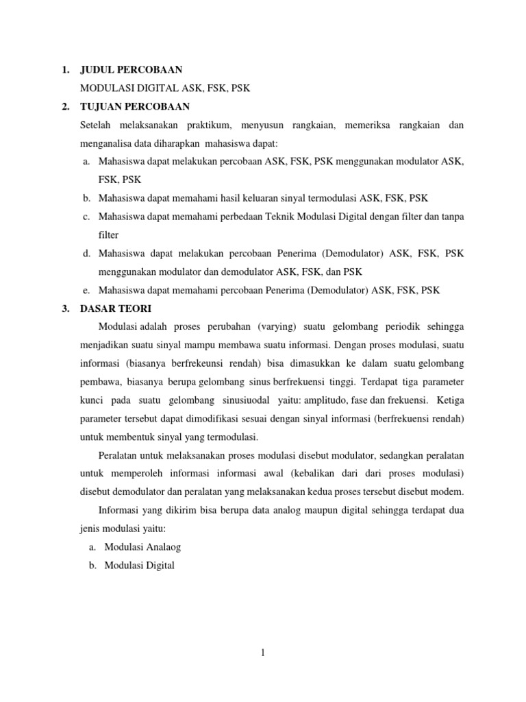 Modulasi Ask, FSK, PSK | PDF