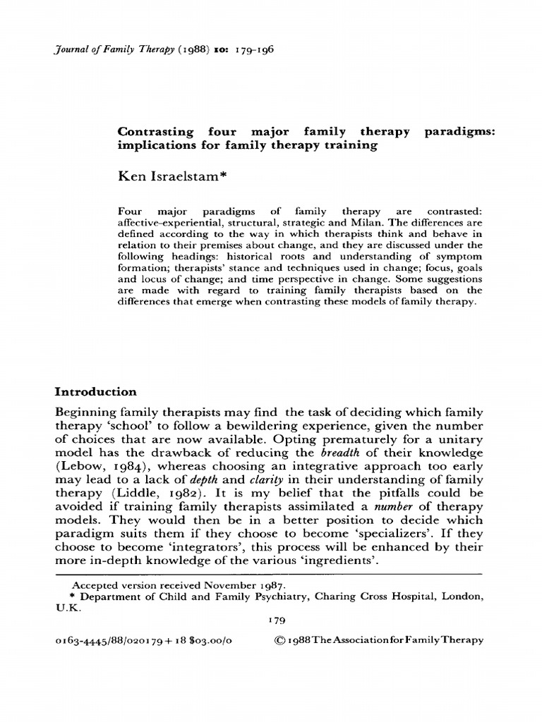Comparing Four Family Therapy Models | PDF | Family Therapy | Psychotherapy
