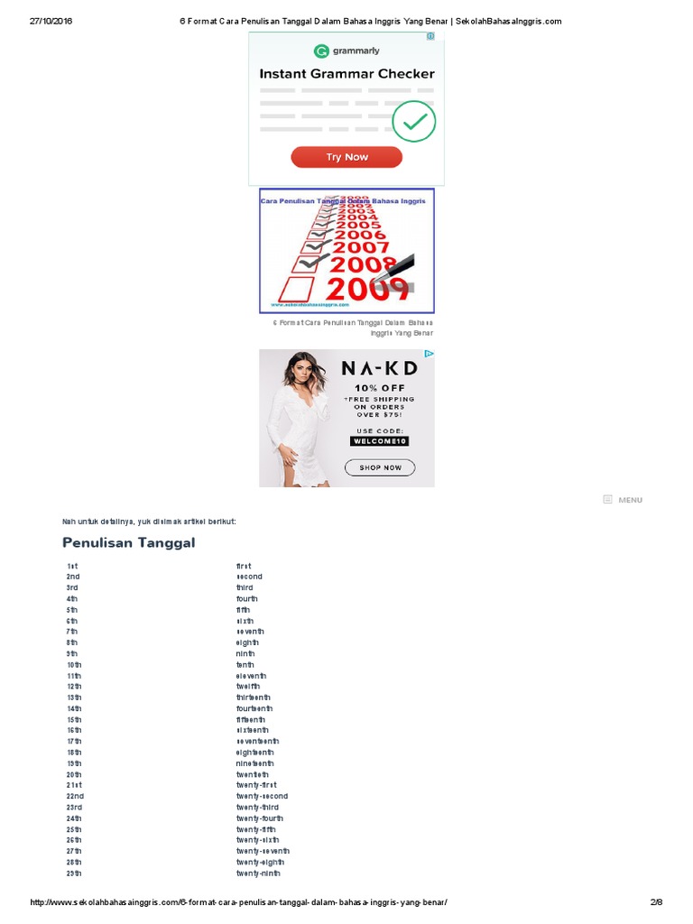 6 Format Cara Penulisan Tanggal Dalam Bahasa Inggris Yang Benar ...