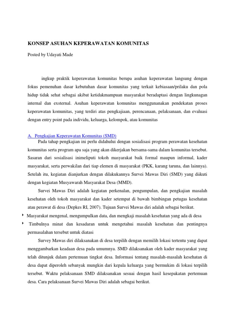 Konsep Asuhan Keperawatan Komunitas MMD | PDF | Karier & Perkembangan | Pengembangan Diri
