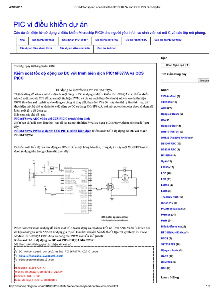 DC Motor Speed Control With PIC16F877A and CCS PIC C Compiler | Download Free PDF ...