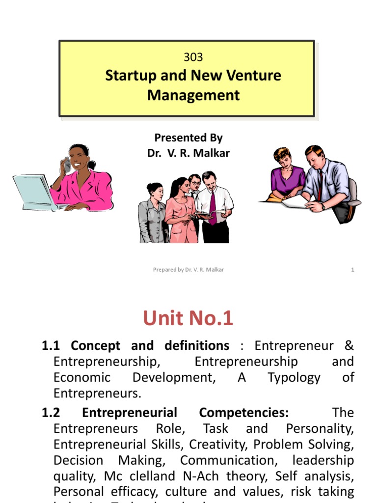 Start Up and New Venture Management Unit No 1 Notes PDF | PDF ...