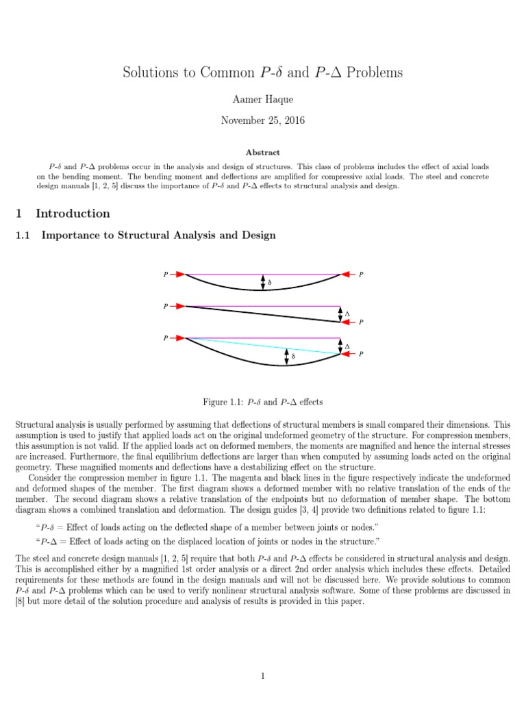 Solutions to Common P -δ and P - ∆ Problems: Aamer Haque November 25 ...