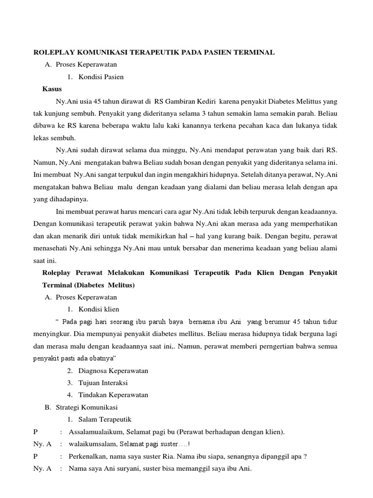Roleplay Komunikasi Terapeutik Pada Pasien Terminal | PDF