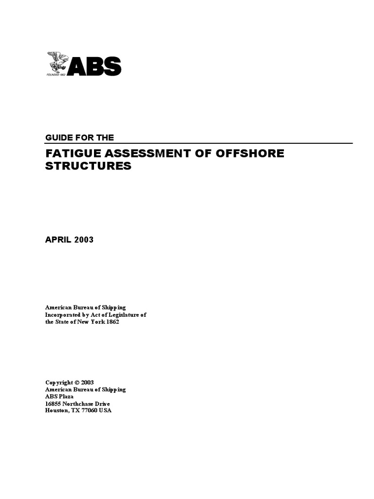 ABS Fatigue Assessment of Offshore Structures | PDF | Fatigue (Material ...