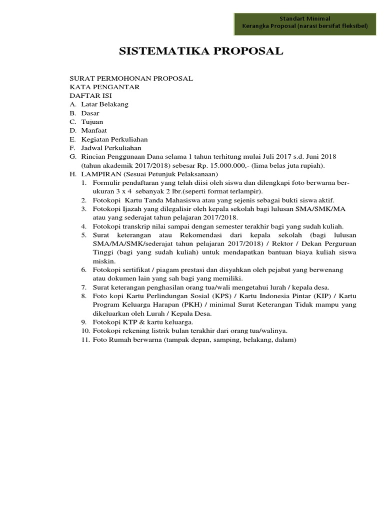 Format Proposal Beasiswa | PDF