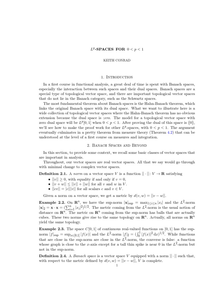 LP Space | PDF | Norm (Mathematics) | Banach Space