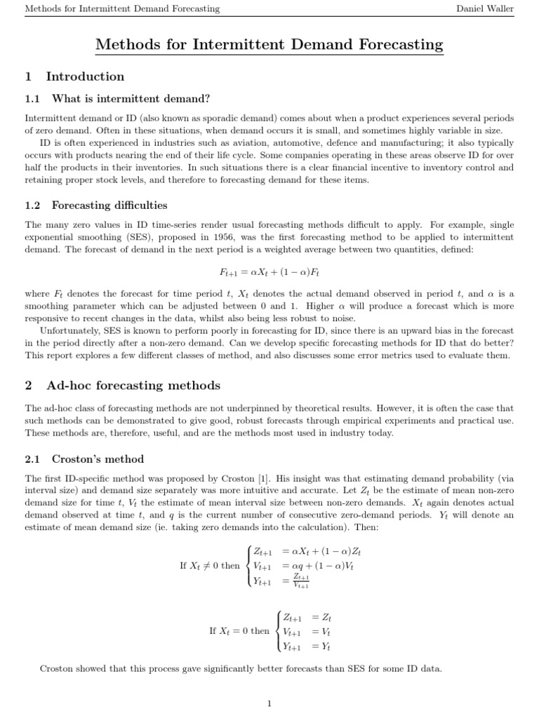 Intermittent Demand Forecasting Pdf Stochastic Process Forecasting