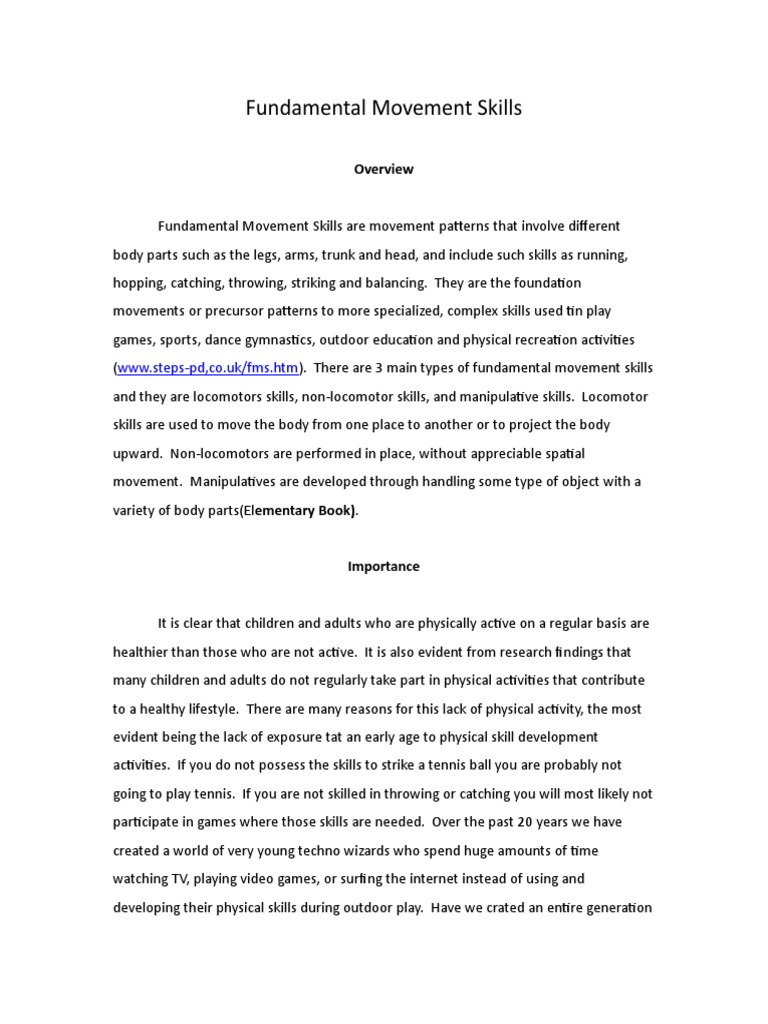 Fundamental Movement Skills: WWW - Steps-Pd, Co - Uk/fms - HTM | PDF ...