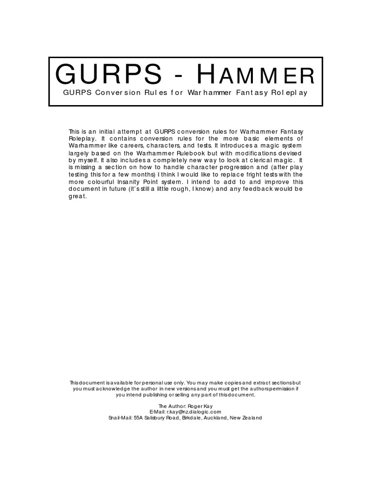 GURPS - WarHammer | PDF | Apprenticeship | Guild