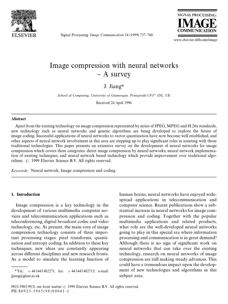 J. Jiang - Image Compression With Neural Networks: A Survey | PDF | Artificial Neural Network ...