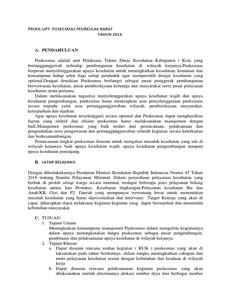 Profil Upt. Puskesmas Peureulak Barat | PDF