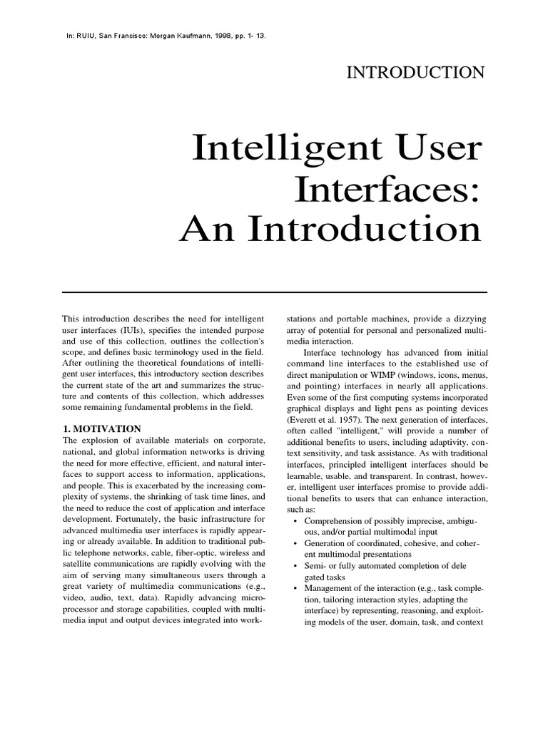 Introduction To Intelligent User Interfaces | PDF | User Interface ...
