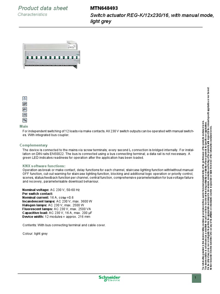 Switch Actuator REG-K/12x230/16, With Manual Mode, Light Grey | PDF ...