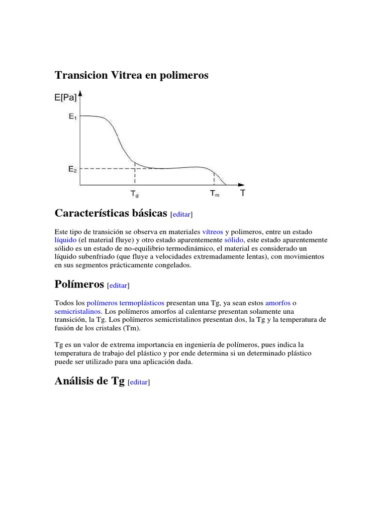La transición vítrea en polímeros: Características, análisis y aplicaciones de la temperatura de ...