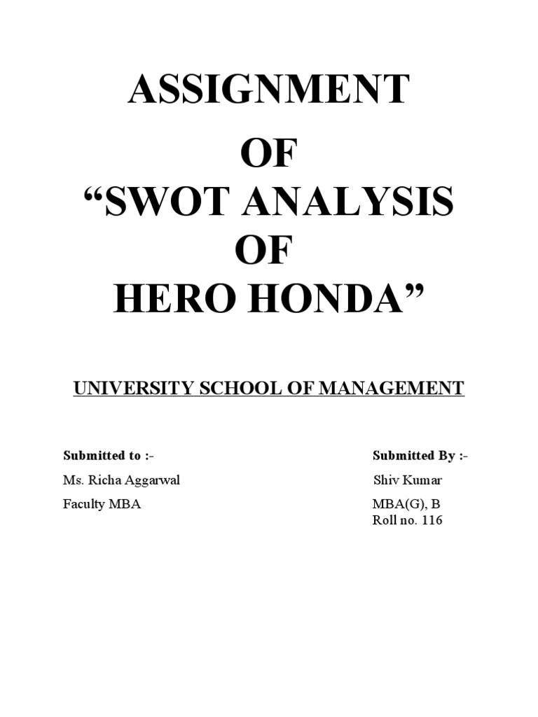 SWOT Analysis of Hero Honda | PDF