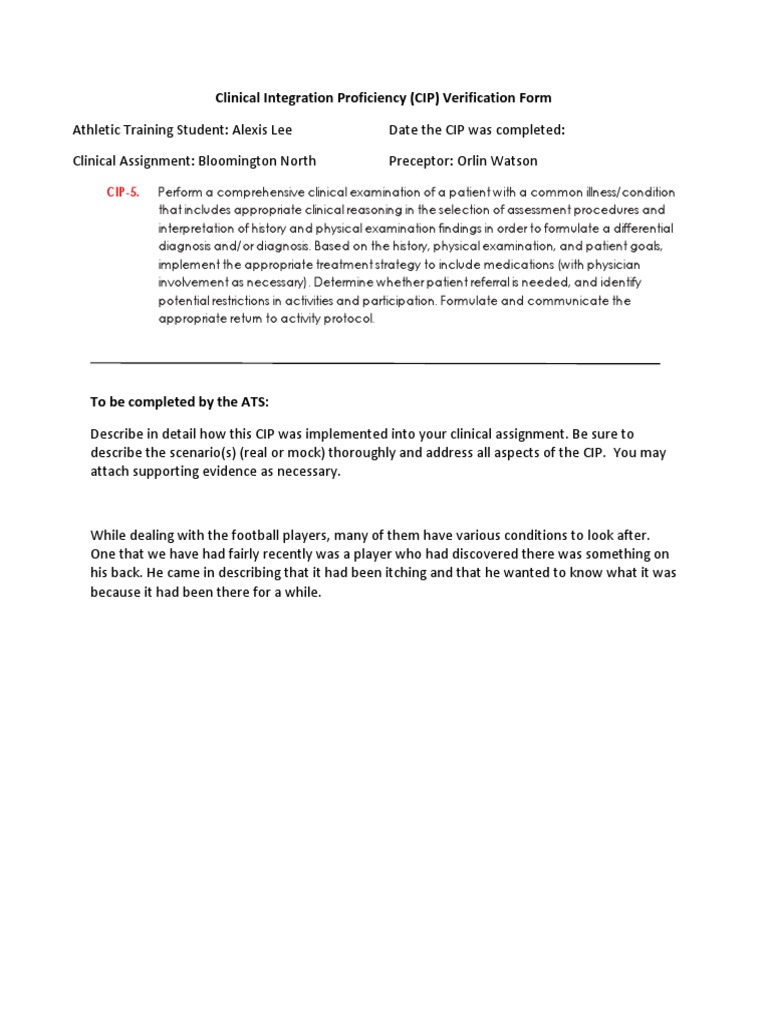 Cip - 5 Verification Form | PDF | Physical Examination | Dermatitis