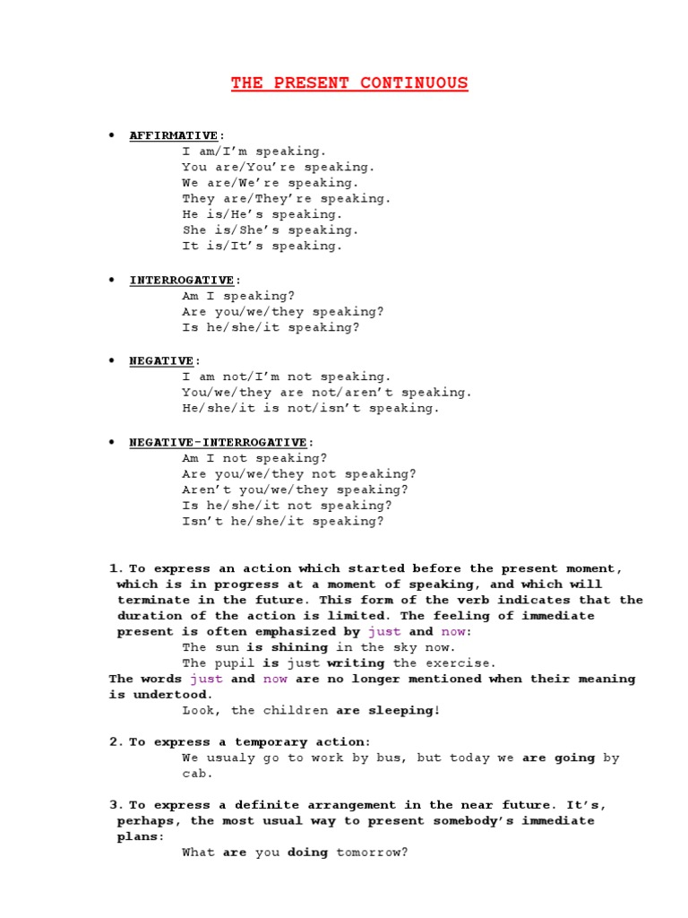 The Present Continuous | PDF | Verb | Morphology