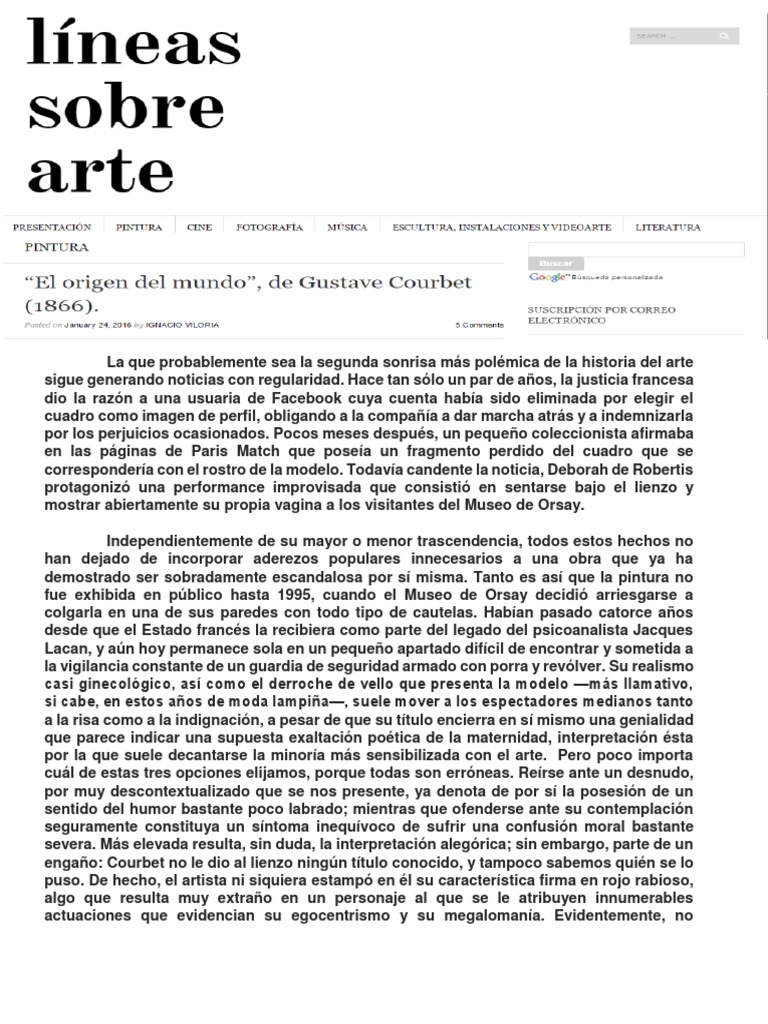 El Origen Del Mundo Gustave Courbet PDF | PDF | Pinturas | Artes (general)