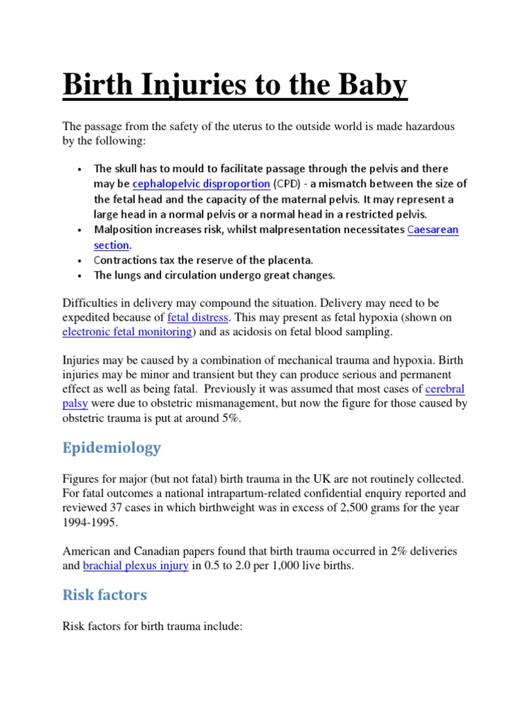 Understanding Birth Injuries in Newborns | PDF | Caesarean Section ...