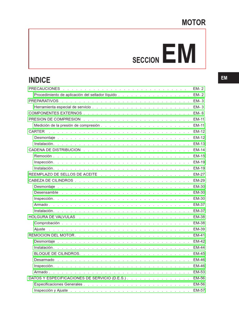 Manual de Taller NISSAN Motor GA16 PDF | PDF | Ferramentas | Parafuso