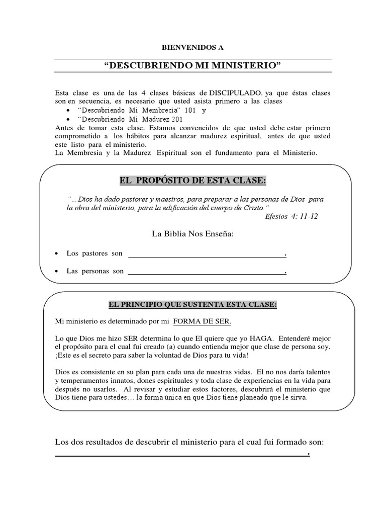 1 Descubriendo Mi Ministerio | PDF | Religión y creencia | Biblia