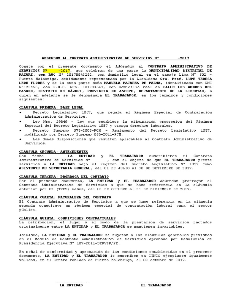 ContratoCAS Addendum | PDF | Derecho laboral | Virtud