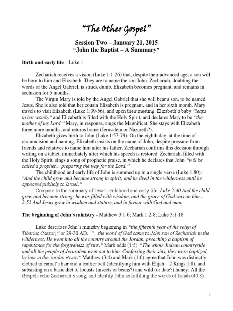 Chronology of The Life of John The Baptist | PDF | Herod Antipas | Jesus