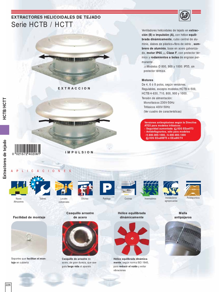Ventiladores helicoidales de tejado HCTB/HCTT | PDF | Cantidades ...