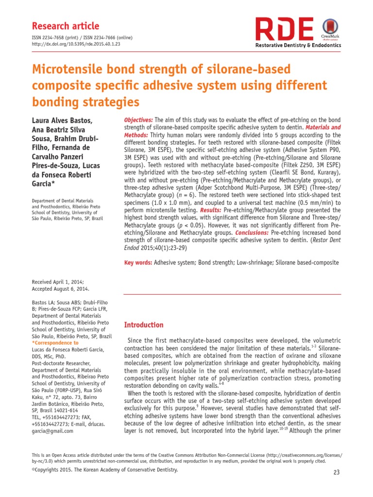 Microtensile Bond Strength of Silorane-Based Composite Specific ...