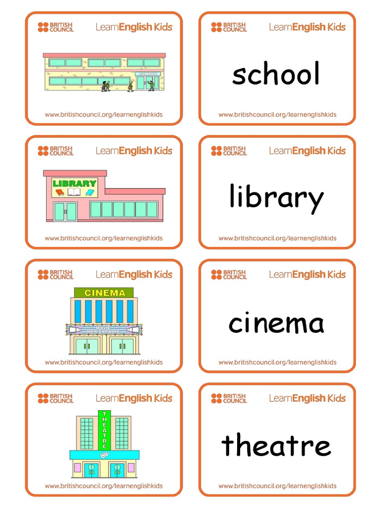 Town and School Places Flashcards | PDF