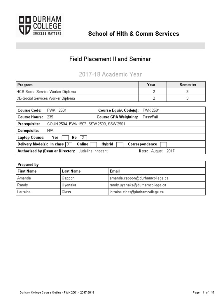 Field Placement II for Social Workers | PDF | Evaluation | Educational ...