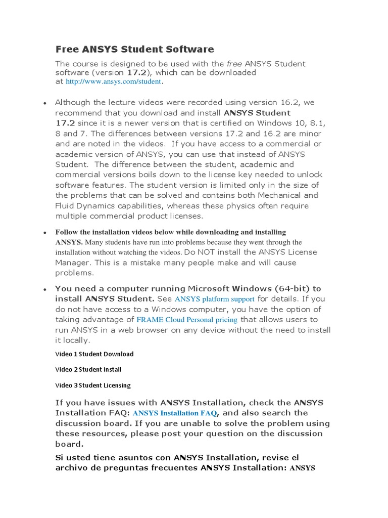 ANSYS Student Software Guide | PDF | Windows 10 | Microsoft Windows