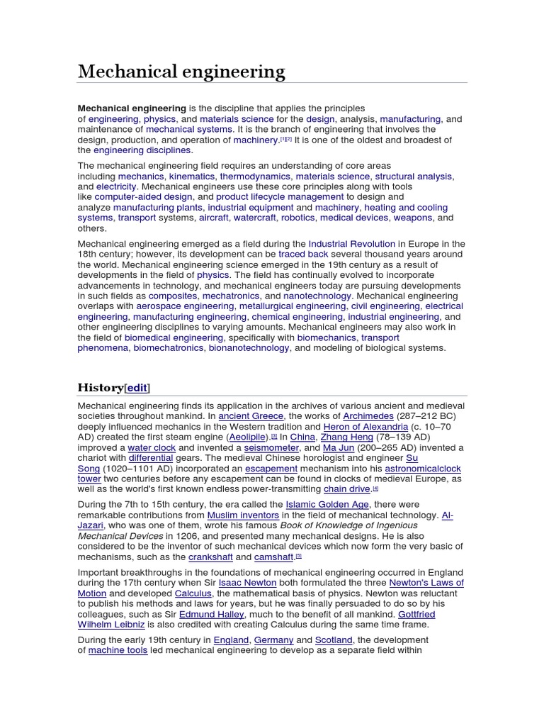 Mechanical Engineering: Mechanical Engineering Is The Discipline That ...