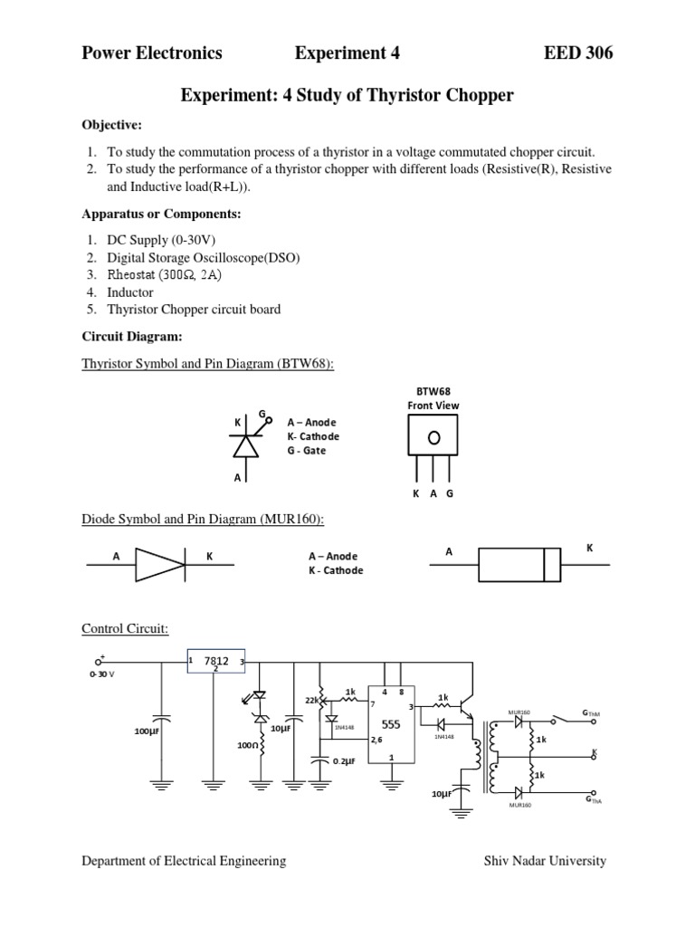 Experiment 4 Thyristor-Chopper | PDF | Electrical Network | Direct Current