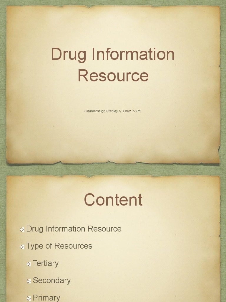 Drug Info Resources for Pharmacists | PDF | Pharmacology ...