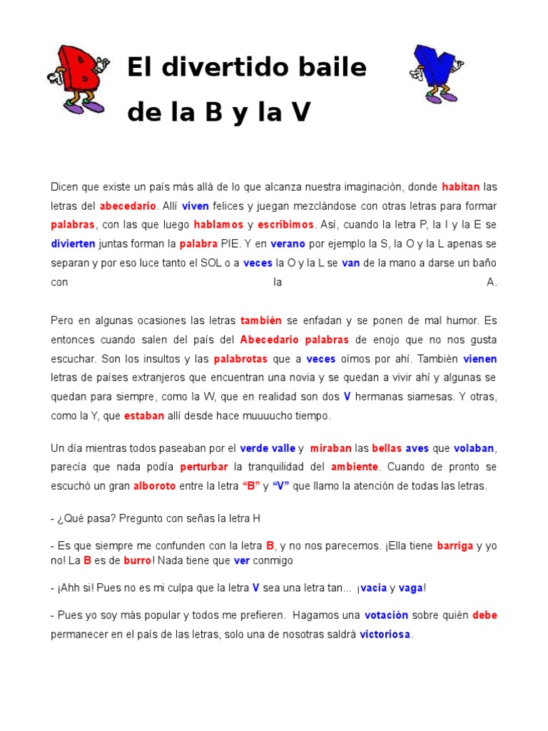 Cuento Letra V y B | PDF | Ocio