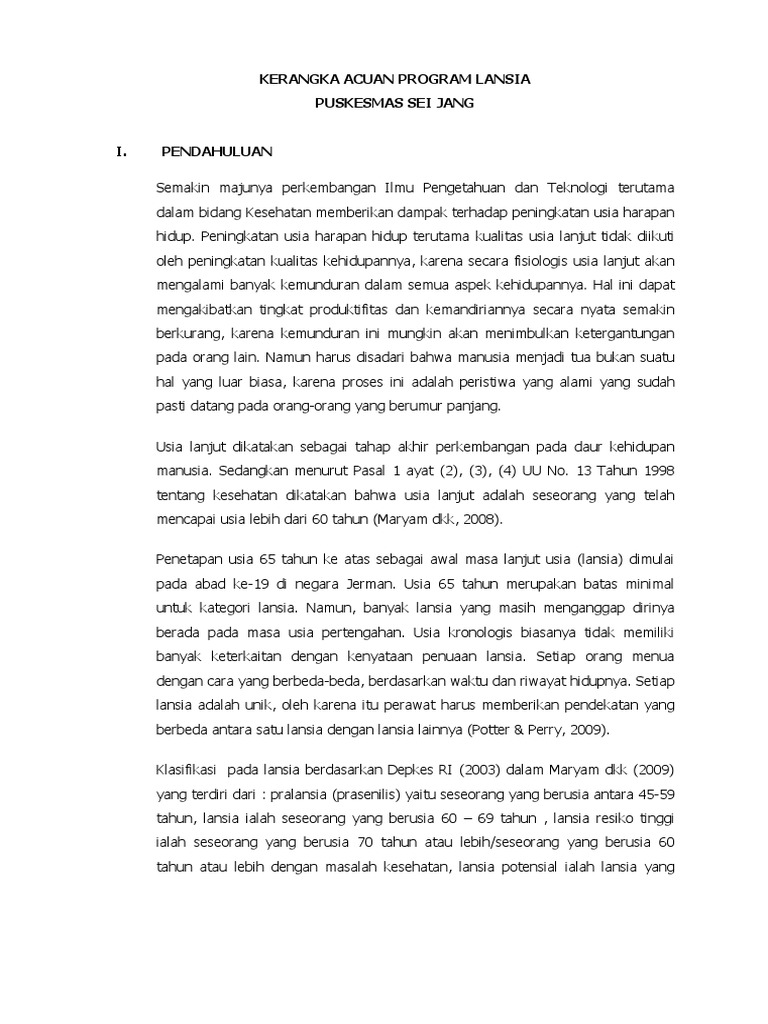 Kak Program Lansia | PDF | Pengembangan Diri