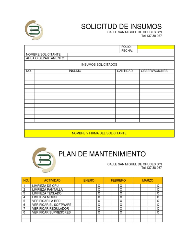 Solicitud de Insumos | PDF