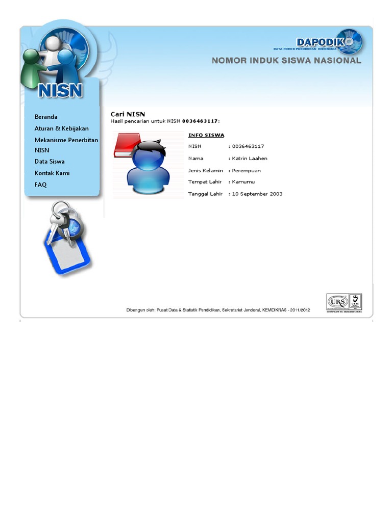 Nomer Induk Siswa Nasional (NISN) PDF | PDF