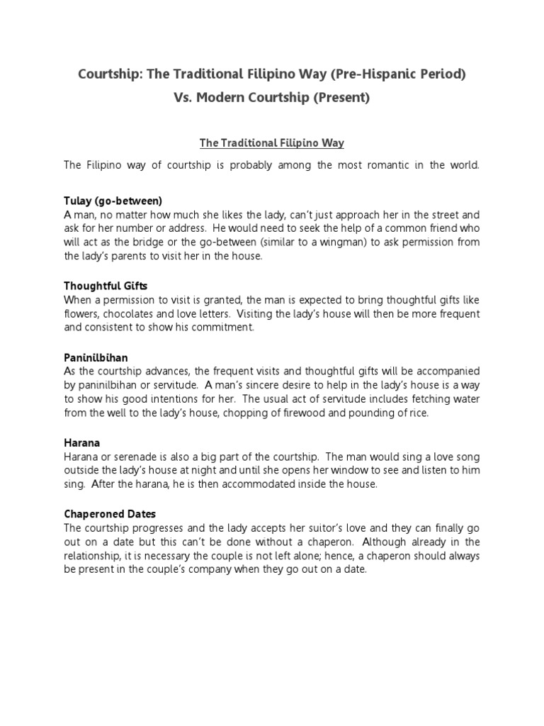 Traditional Courtship vs. Modern Courtship | PDF | Courtship ...