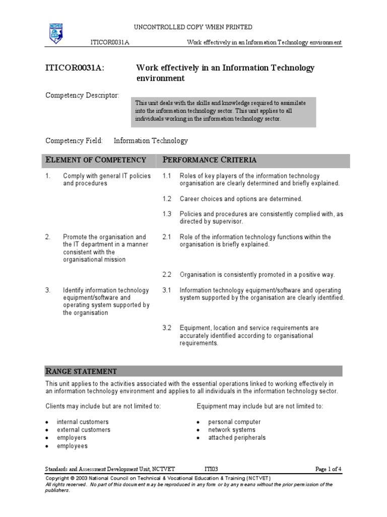 work effectively in an it environment | Competence (Human Resources ...