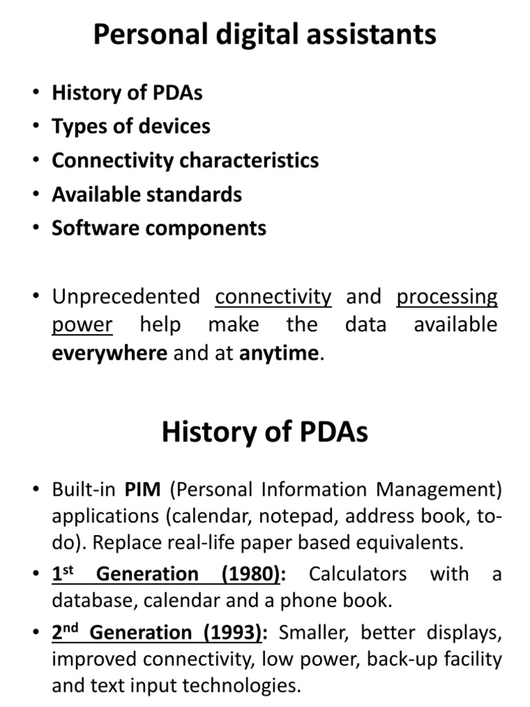 Overview of Personal Digital Assistants | PDF | Personal Digital ...