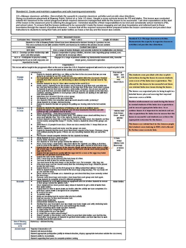 Standard 4 | PDF | Physical Education | Classroom Management