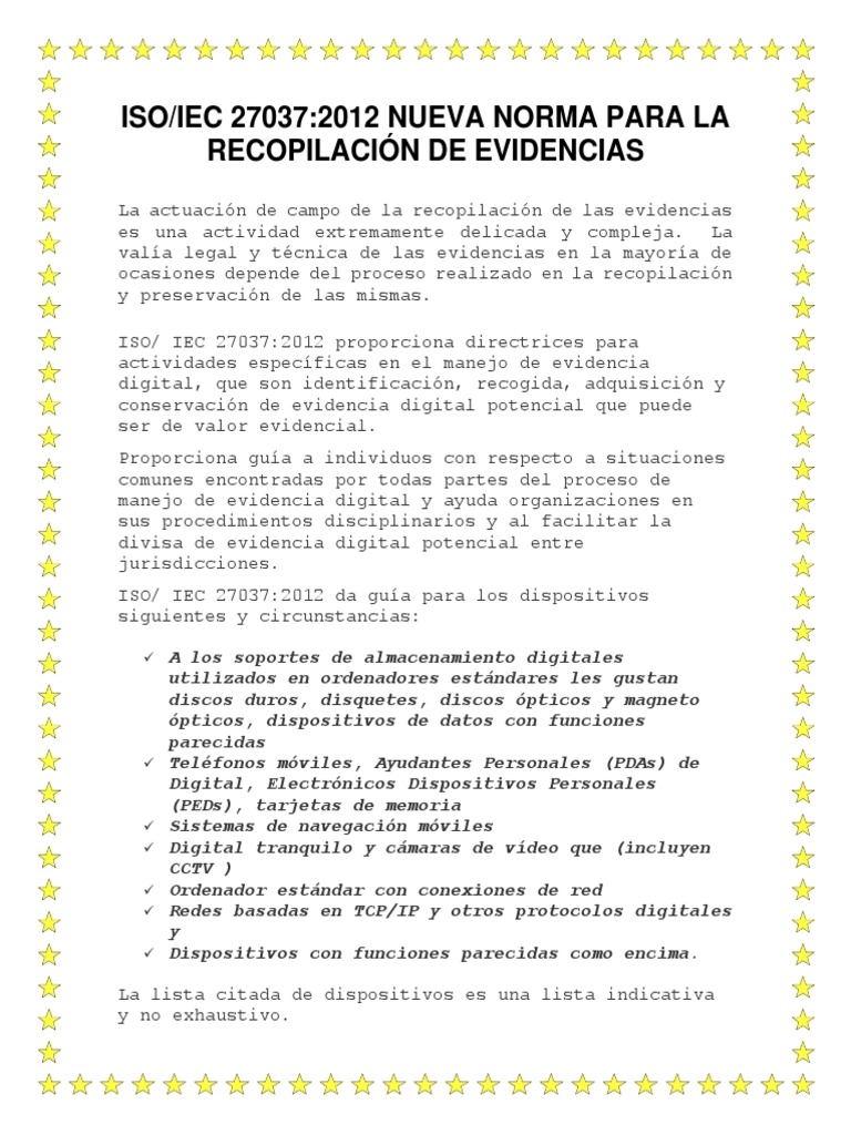 1. ISO 27037 | Red de computadoras | Organización internacional para la ...