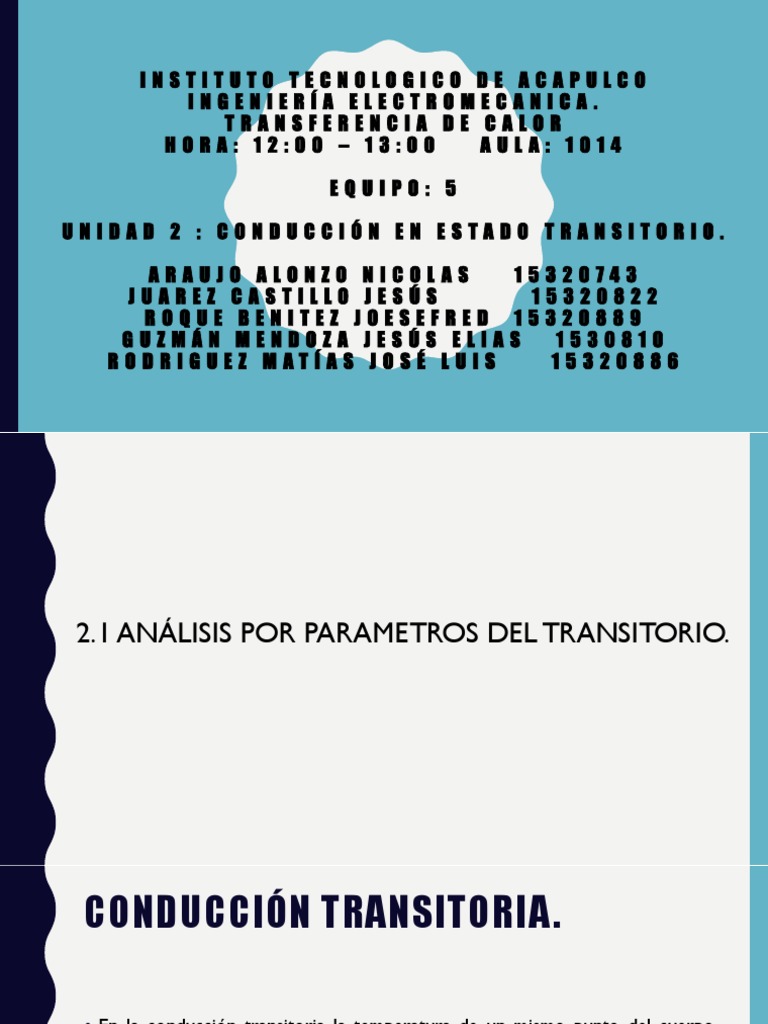 Análisis de Conducción Transitoria | PDF | Conduccion termica | Ecuaciones