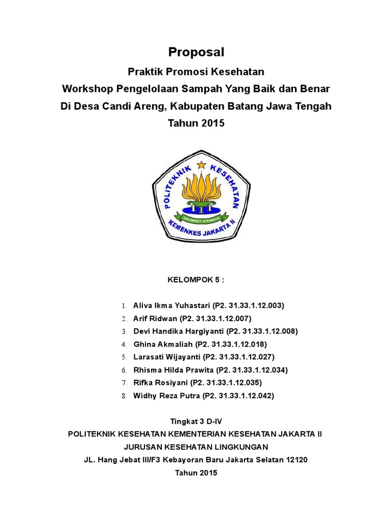 Contoh Proposal Penyuluhan Workshop Pengelolaan Sampah | PDF