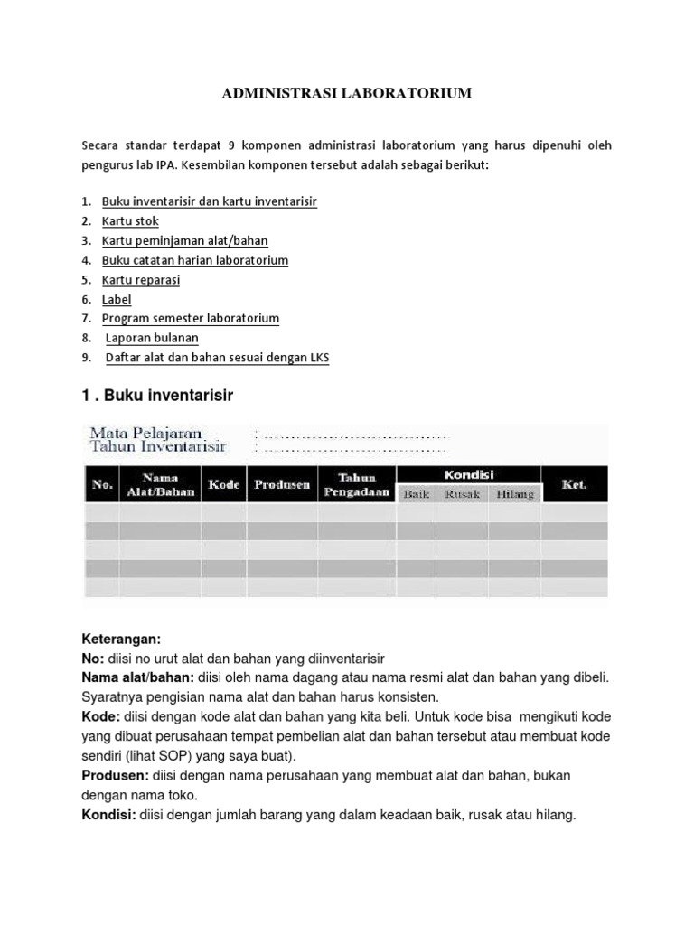 Administrasi Lab IPA Lengkap | PDF | Komputer