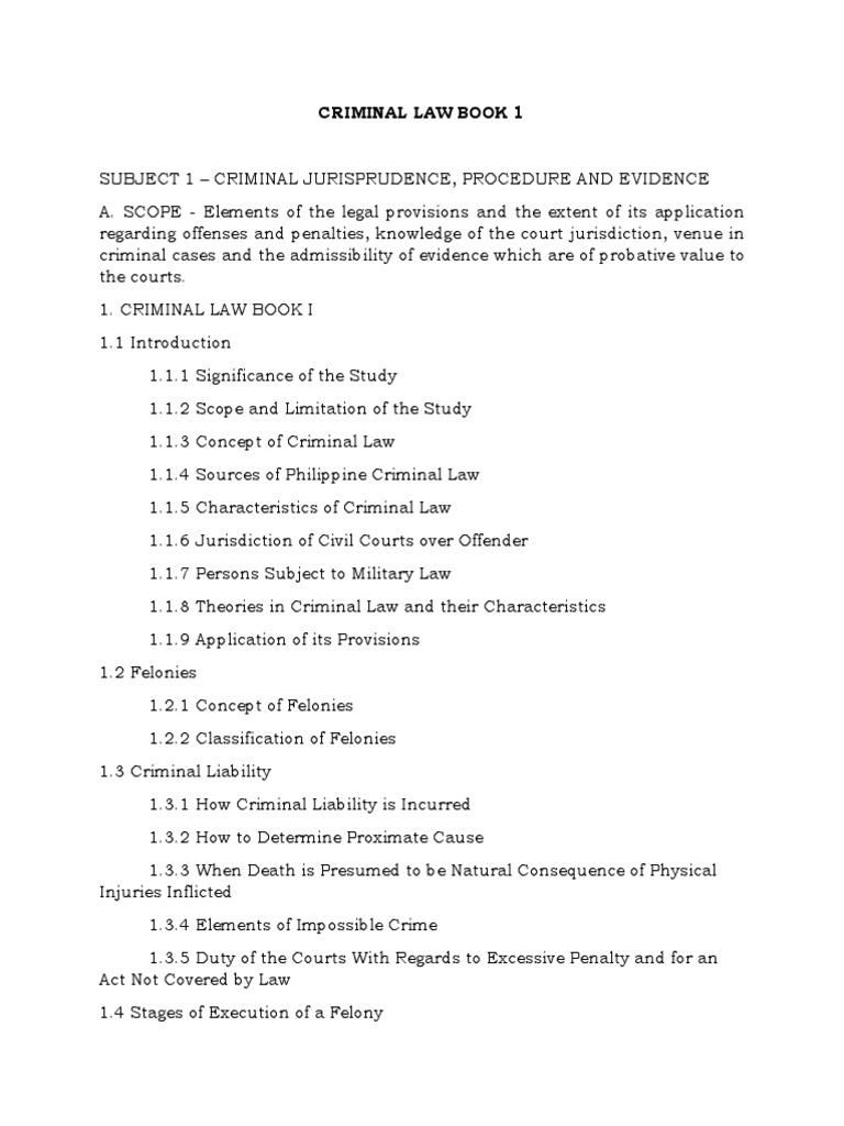 Criminology RPC Book 1 Syllabus | Download Free PDF | Felony | Criminal Law