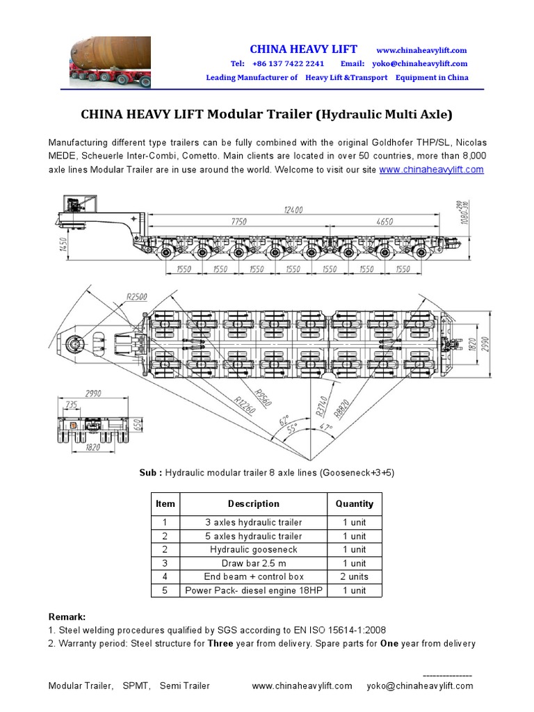 Hydraulic Multi Axle Trailer Specs | PDF | Semi Trailer Truck ...